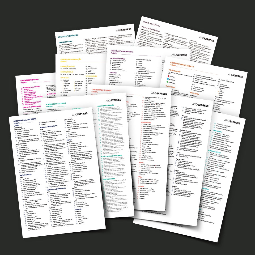 [COMBO] 11 Blocos de Checklists ArqExpress – Club ArqExpress